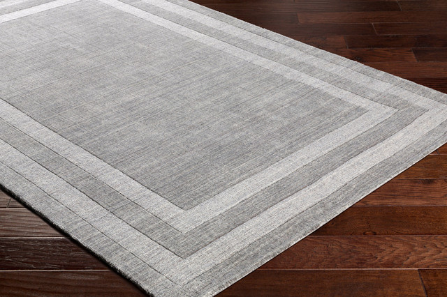 Modern BHS-0061924 Tufted Wool Gray Border Accent Rug - Contemporary ...