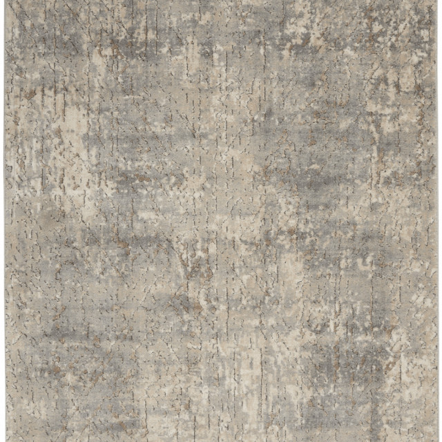 5' X 7' Beige And Grey Abstract Power Loom Non Skid Area Rug ...