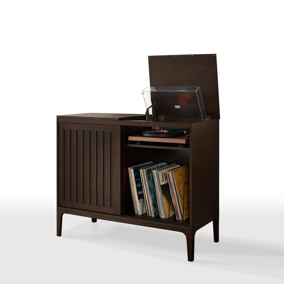 Asher Record Storage Media Console Dark Brown - Transitional - Media ...