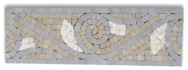 Marble Mosaic Border Bathroom Accent Listello Tile Swirl 4x12 Tumbled ...