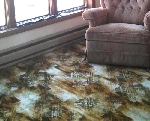 How do I make this 70s patterned carpet work in a nursery?