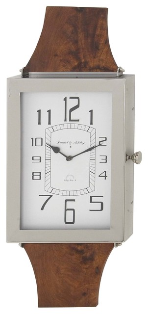 Rustic Mango Wood and Stainless Steel Rectangular Wall Clock, 26 ...