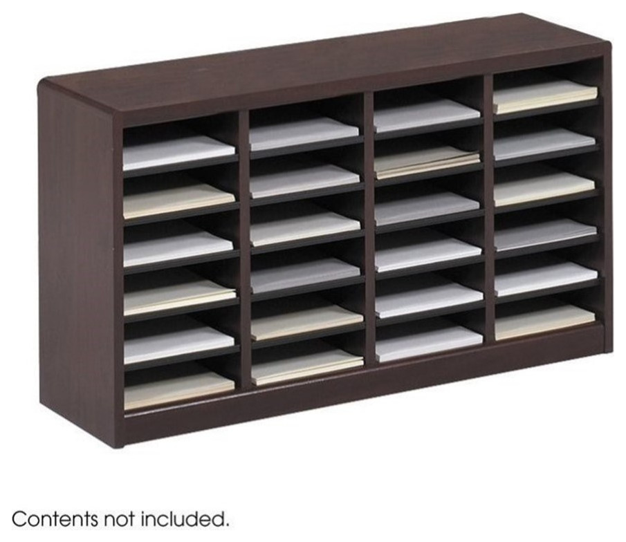 Safco E-Z Stor Mahogany Wood Mail Organizer - 24 Compartments - Filing ...