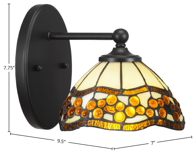 Capri 1-Light Wall Sconce, Matte Black/Roman Jewel Art - Victorian ...