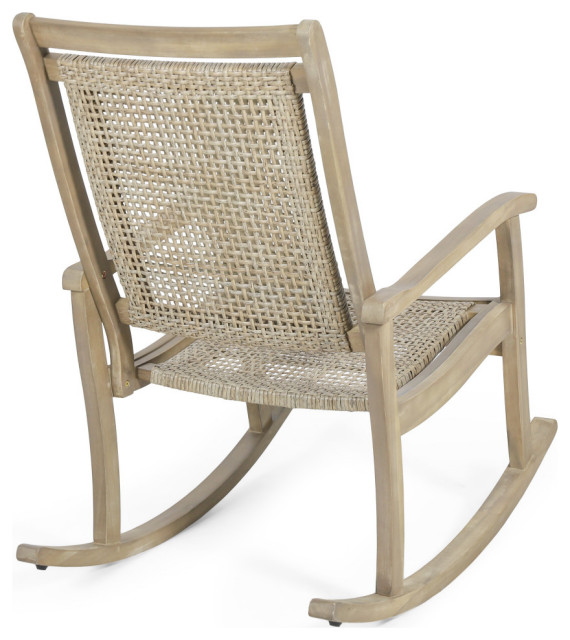 Lucas Outdoor Rustic Wicker Rocking Chairs, Set of 2 - Tropical ...