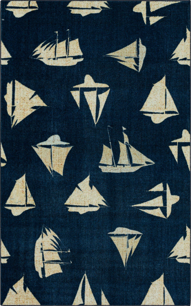 Mohawk Home Blue Boats Navy 5' x 8' Area Rug - Beach Style - Area Rugs ...
