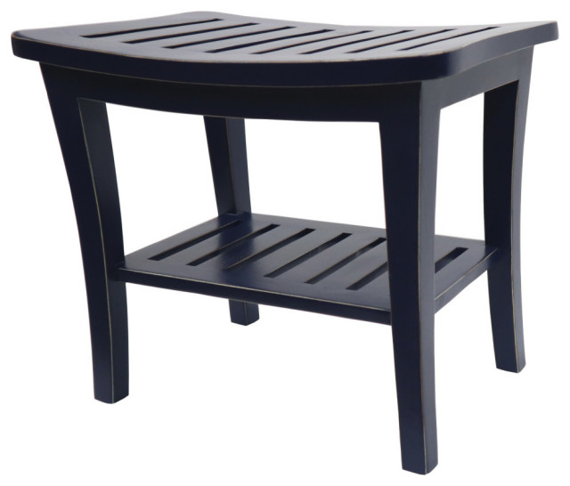 Genuine Teak Slightly Distressed Finish Spa Or Shower Bench, Navy ...
