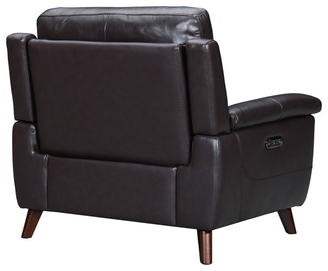 Lizette Brown Leather Power Recliner With USB - Midcentury - Recliner ...