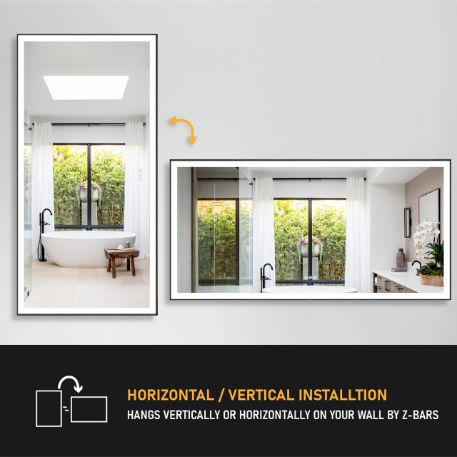 Framed LED Mirror, Dimmer, Defogger, Color Temperature, 84"x42 ...