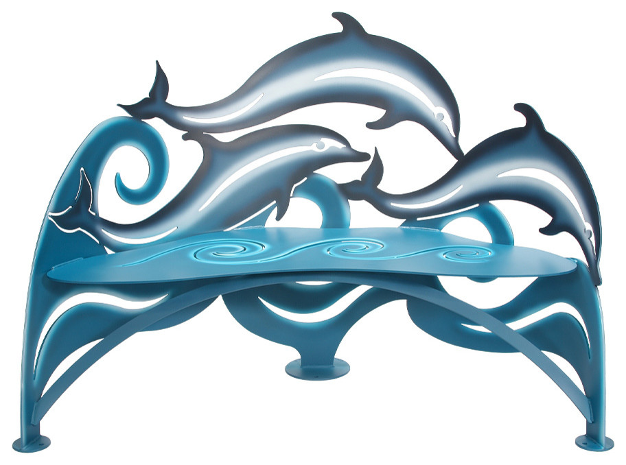 Dolphin Bench - Beach Style - Outdoor Benches - by Cricket Forge | Houzz