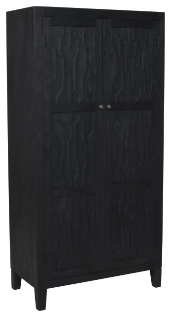 Orchard Tall Cabinet, Transitional Graphite Black Finish, Reclaimed ...