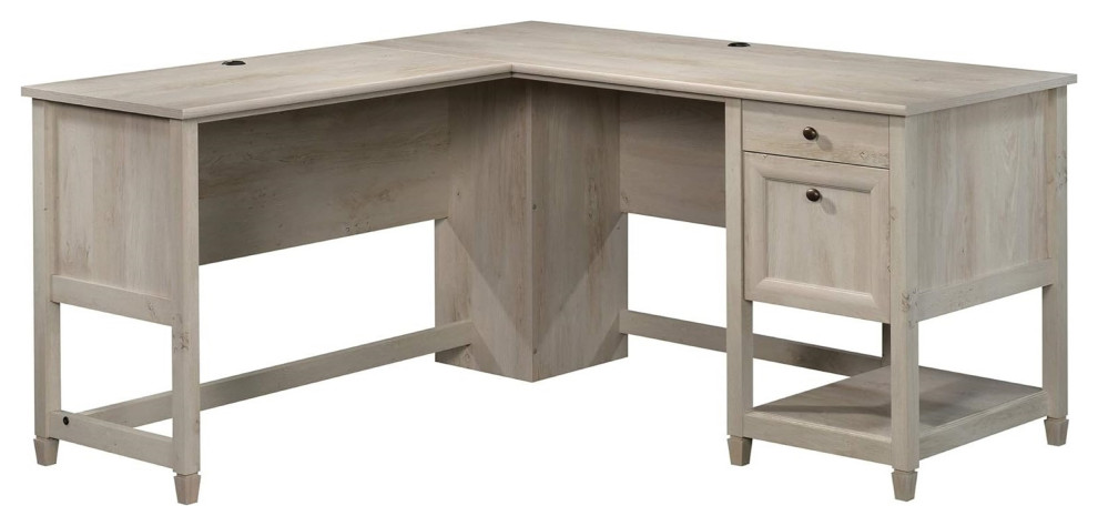 L-Shaped Contemporary Desk with Sleek Design, Ample Storage in Chestnut ...