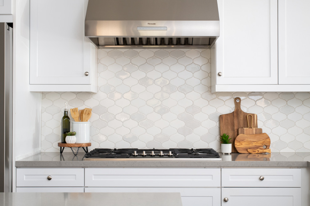 Porcelain Tile Backsplash in Kitchen Remodel - Contemporary - Kitchen ...