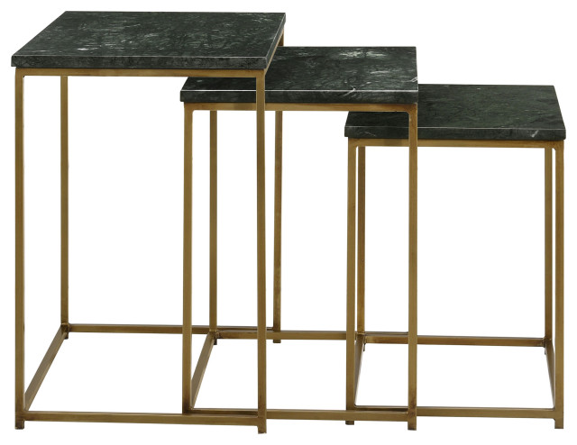 Medora 3-piece Nesting Table With Marble Top Large Table Green ...