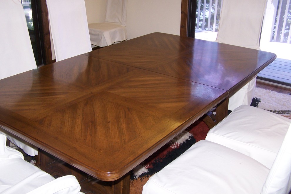 traditional dining room table at lake house