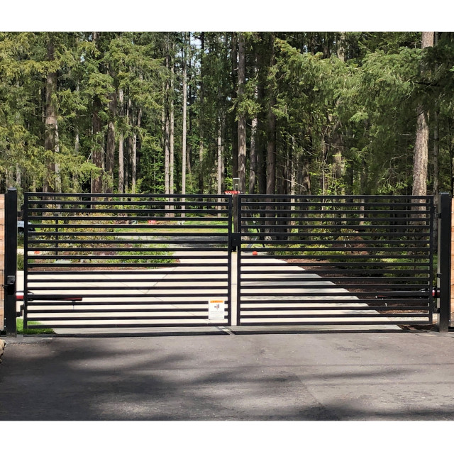 ALEKO DG16MILD Milan Style Dual Swing Steel Driveway Gate 16' Black ...