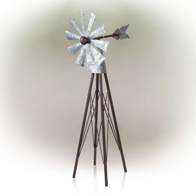 Rustic Bronze and Silver Metal Mini Windmill - Farmhouse - Garden ...