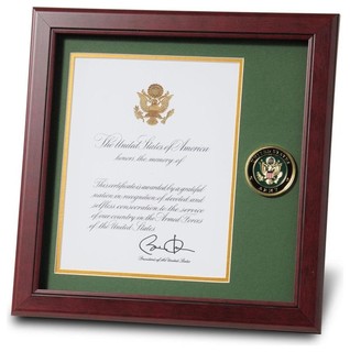 US Army Presidential Certificate Frame - Traditional - Picture Frames ...