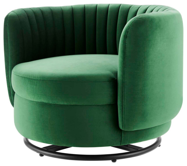 Armchair Swivel Accent Tufted Chair, Black Brown, Velvet, Modern ...