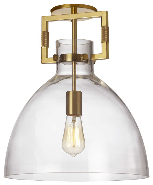 DAINOLITE LBY-151SF-AGB 1 Light Liberty Semi-Flush Mount w/ Clear Glass ...