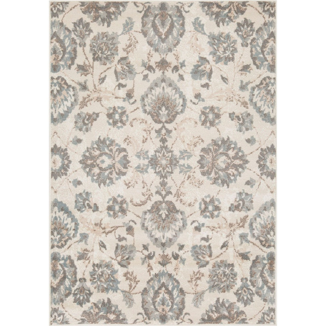 L'Baiet Emery Grey Indoor Floral Decor 8 Ft X 10 Ft Area Rug ...