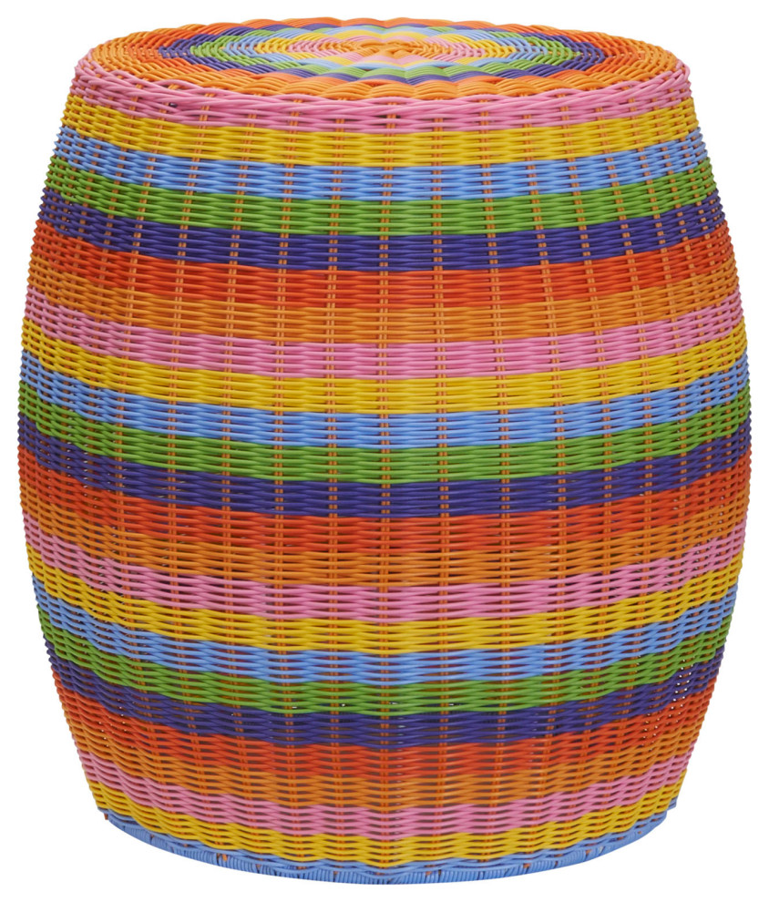 Handwoven Resin Barrel Side Table - Contemporary - Outdoor Side Tables ...