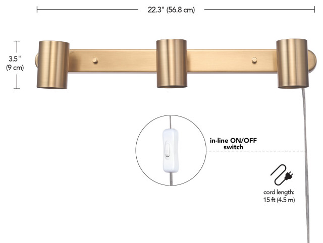 Dale 3-Light Matte Brass Plug-In Track Lighting - Transitional - Track ...