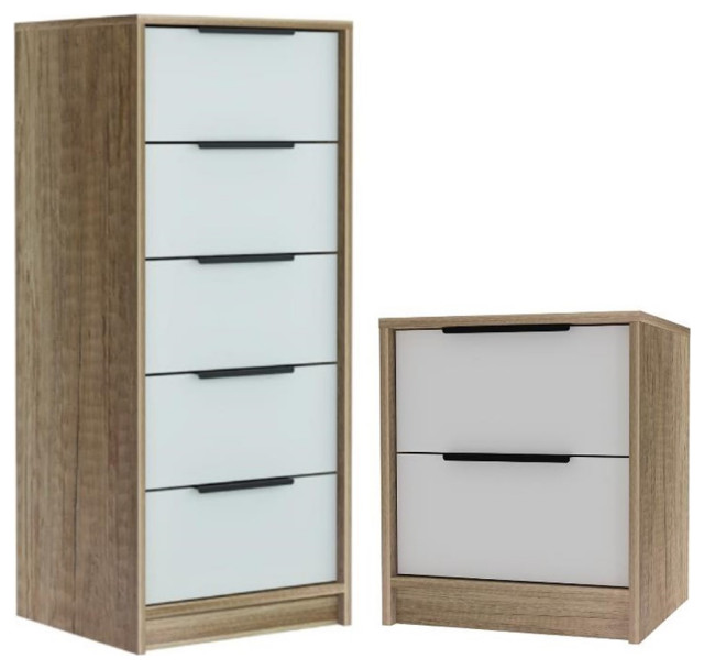 Home Square 2-Piece Set with 5 Drawer Dresser & 2 Drawer Night Stand ...