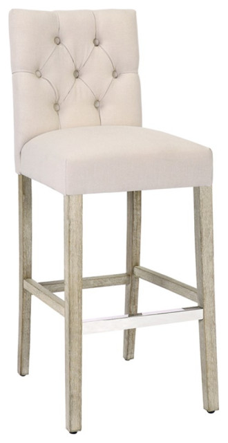Jameson 29" Linen Fabric Tufted Upholstered Counter Stool/Antique Gray ...