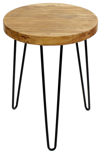 Rustic Old Elm Wood End Table - Industrial - Side Tables And End Tables ...