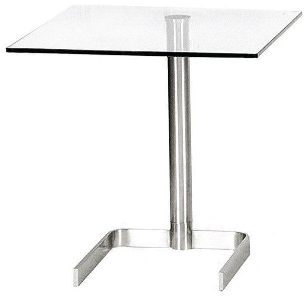 Sofia End Table, 10Mm Clear Square Tempered Glass And Brushed Stainless ...