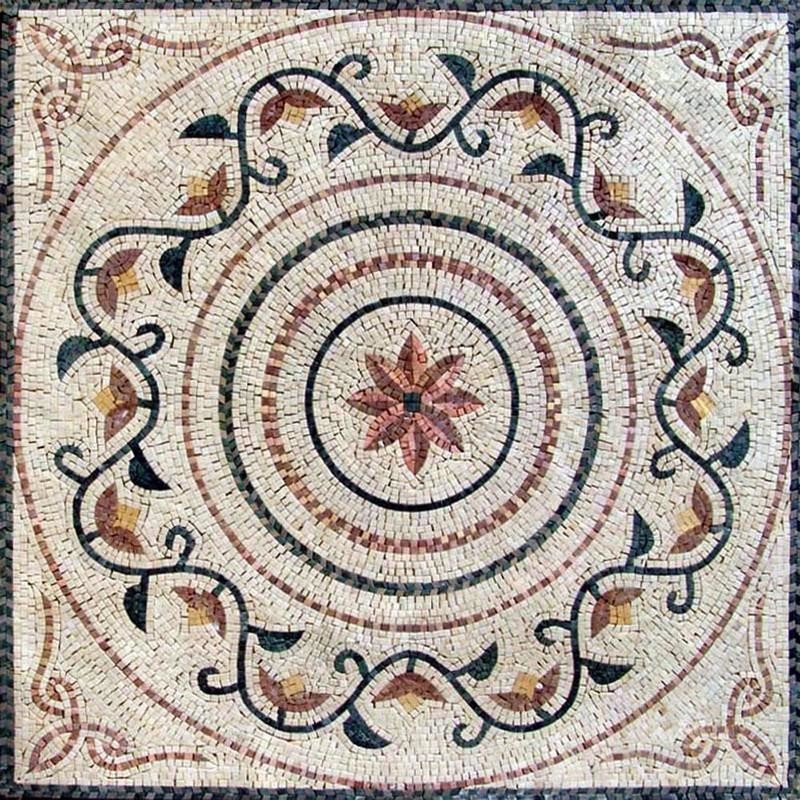 Geometric Botanical Mosaic, Muriel, 31" x 31" - Contemporary - Tile ...