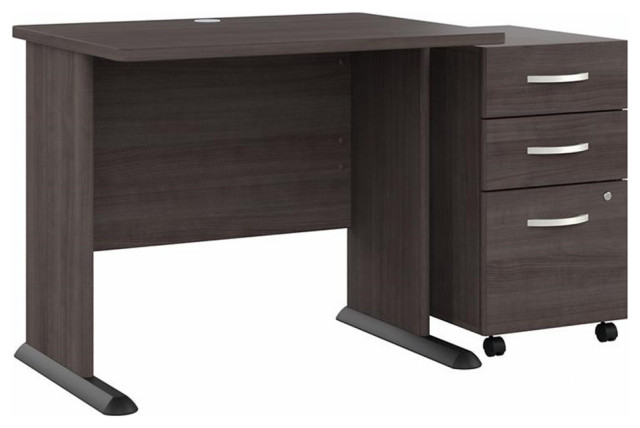 Studio A 36W Small Computer Desk with Drawers in Platinum Gray ...