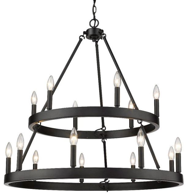 2 Tier Chandelier 15 Light Steel in Sturdy style - 32 Inches high by 32 ...