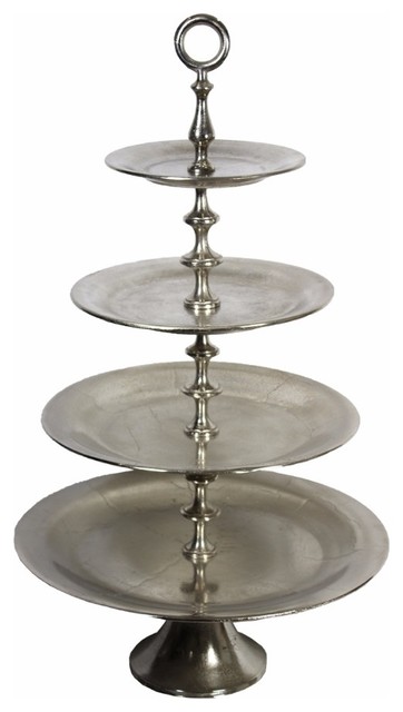 Prodigious 4-Tier Aluminum Cake Stand, Silver - Traditional - Dessert ...