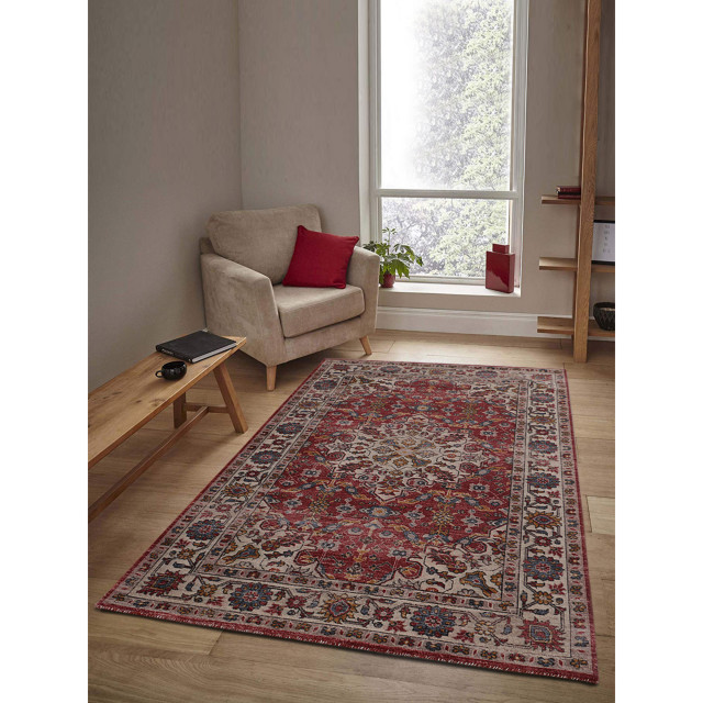 RugSmith Red Machine Tufted Hugh Area Rug, 5' X 7' - Mediterranean ...