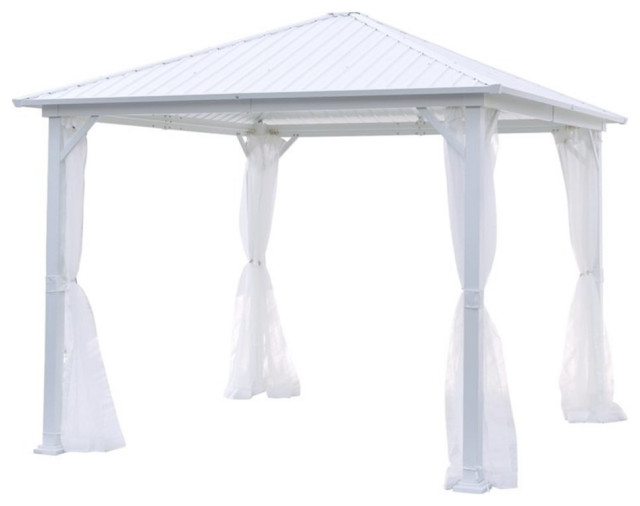 Noble House Pablo 10' x 10' Outdoor Modern Aluminum Hardtop Gazebo in ...