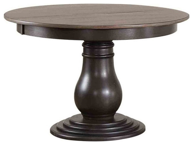 Pemberly Row Rubberwood Dining Table in Gray Stone/Black Stone ...