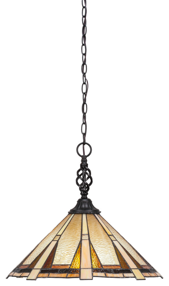 Elegante 1-Light Pendant, Matte Black/Zion Art - Craftsman - Pendant ...