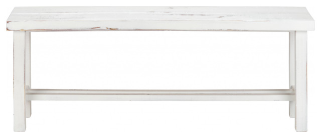 48" Rustic White Distressed Bench - Farmhouse - Accent And Storage ...