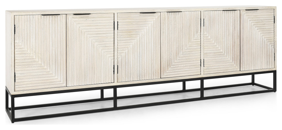 Flint Six-Door Mango Wood Sideboard in White Wash - Industrial - Buffets And Sideboards - by ...
