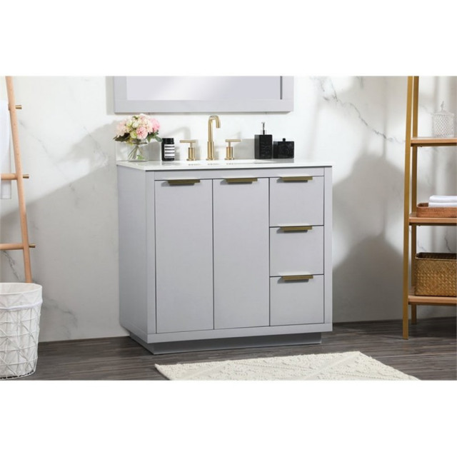 Elegant Decor Blake 36" MDF Single Bathroom Vanity with Backsplash in ...
