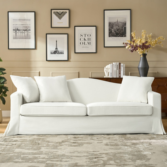 83" Transitional Style Slipcovered Sofa - Transitional - Sofas - by ...