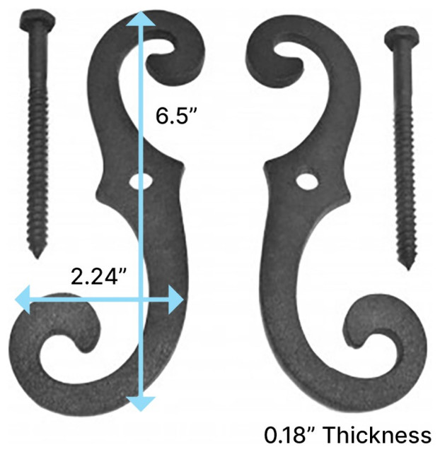Cast Iron Window Shutter Dogs (Pair) Vintage Style 6.5" H x 2.25" W ...
