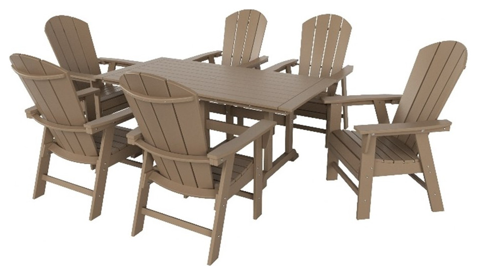 Paradise 7-Piece Rectangle Table Modern Adirondack Chair Dining Set ...