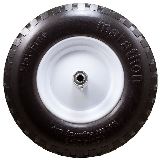 Marathon 00047 Flat Free Wheelbarrow Tire on Wheel, Knobby Tread, 4.80 ...