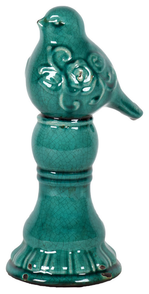 Contemporary and Modern Inspired Ceramic Bird on Pedestal Home Decor ...
