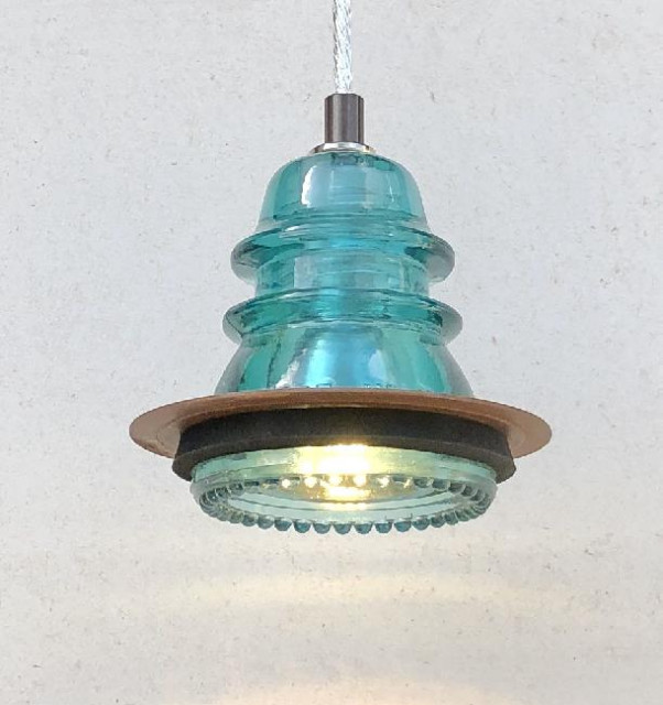 Insulator Light LED Pendant BG, 5" Metal Ring - 120V/6W 580 Lumen Bulb ...