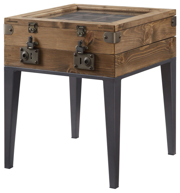 Unique End Table, Trunk Design With Storage Grid & Inner Compartment ...