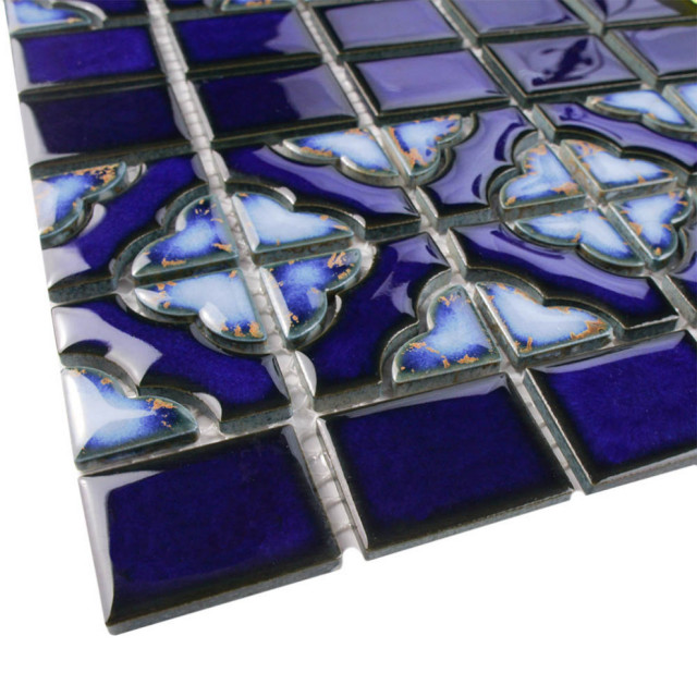 Obelisk Cobalt Delta Mosaic Floor and Wall Tile, Sample - Contemporary ...